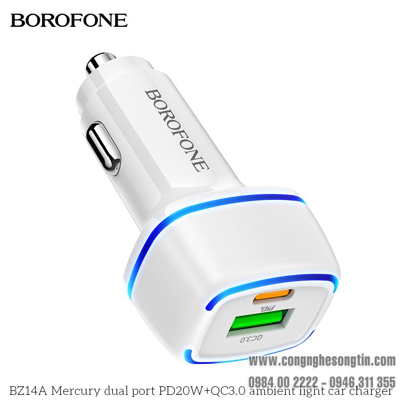 Sạc Xe Hơi Borofone BZ14A QC3.0, BZ-14A - 1 Cổng USB, 1 Cổng Type C