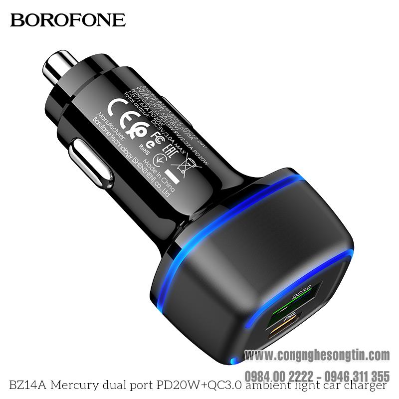 Sạc Xe Hơi Borofone BZ14A QC3.0, BZ-14A - 1 Cổng USB, 1 Cổng Type C