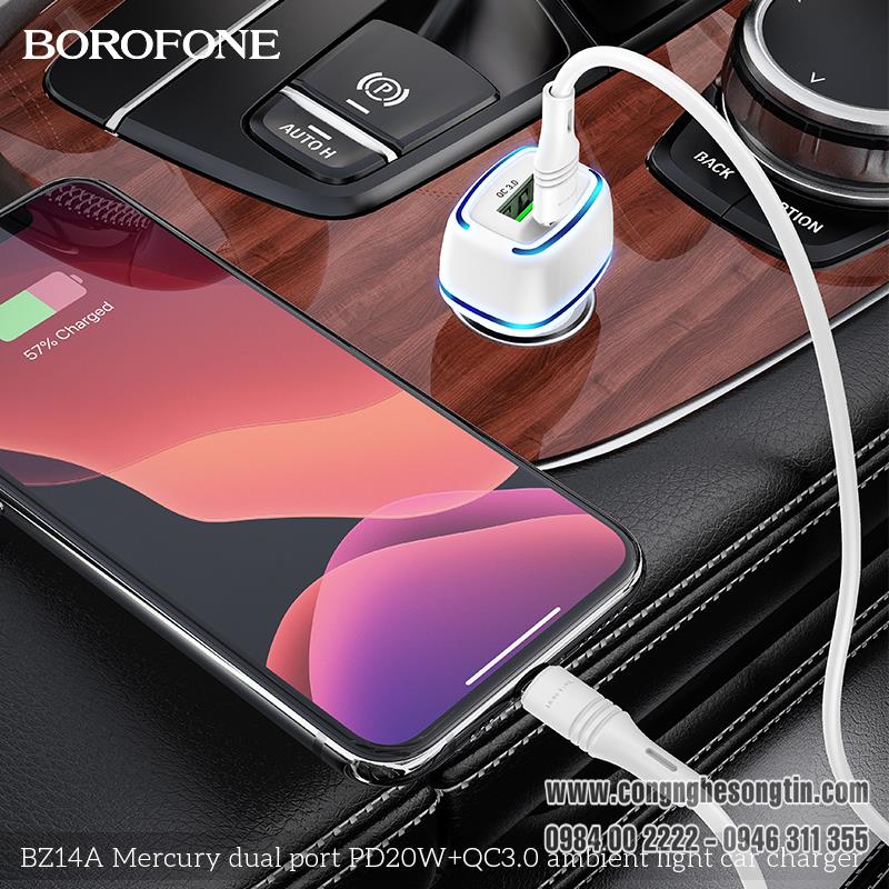 Sạc Xe Hơi Borofone BZ14A QC3.0, BZ-14A - 1 Cổng USB, 1 Cổng Type C